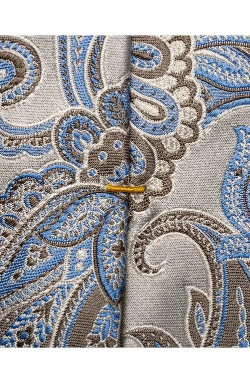 Eton Paisley Silk Neck Tie - Light Grey