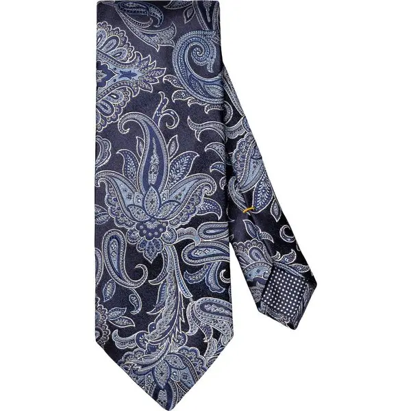 Eton Paisley Silk Neck Tie - Navy