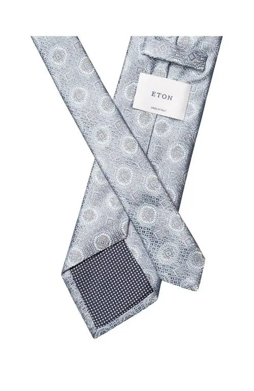 Eton Medallion Silk Neck Tie - Light Blue