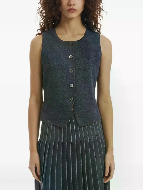 CRUSH COLLECTION Button-front Sleeveless Top