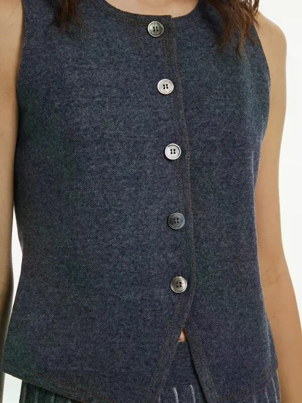 CRUSH COLLECTION Button-front Sleeveless Top