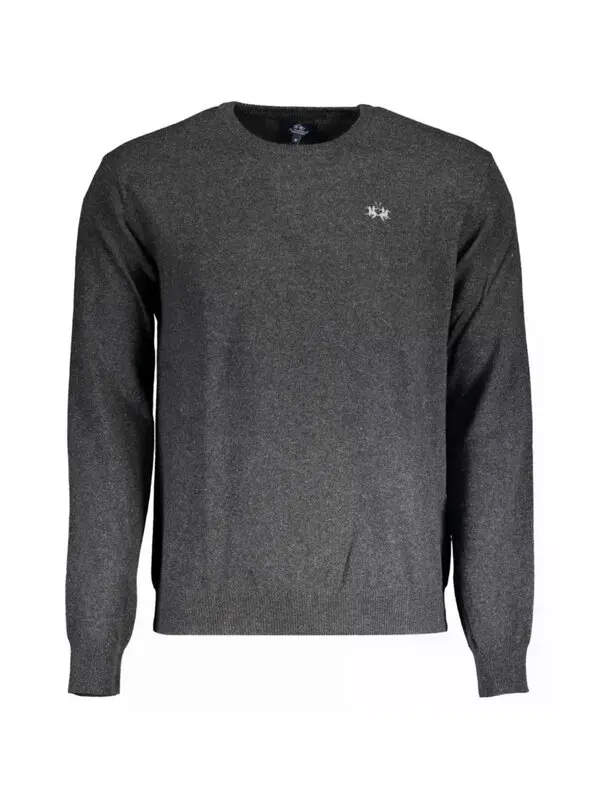 LA MARTINA Embroidered Logo Crew-neck Jumper - Grey