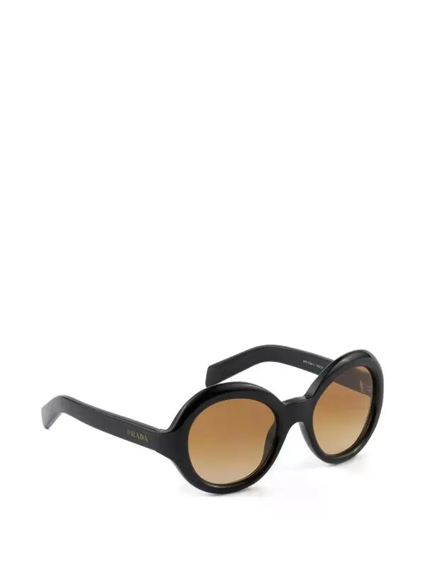 Prada Acetate Round Frame Sunglasses - Black