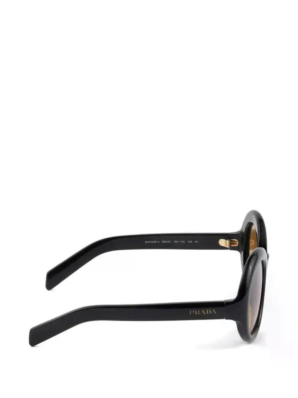 Prada Acetate Round Frame Sunglasses - Black