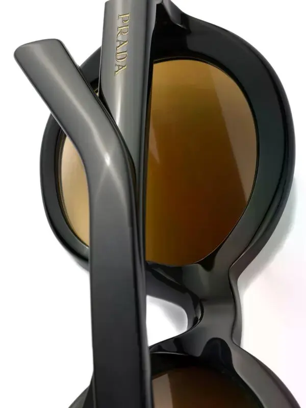 Prada Acetate Round Frame Sunglasses - Black