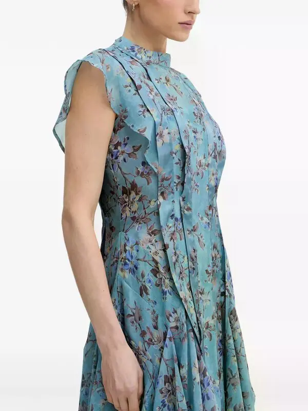 ALLSAINTS Floral-print Asymmetric Dress - Blue