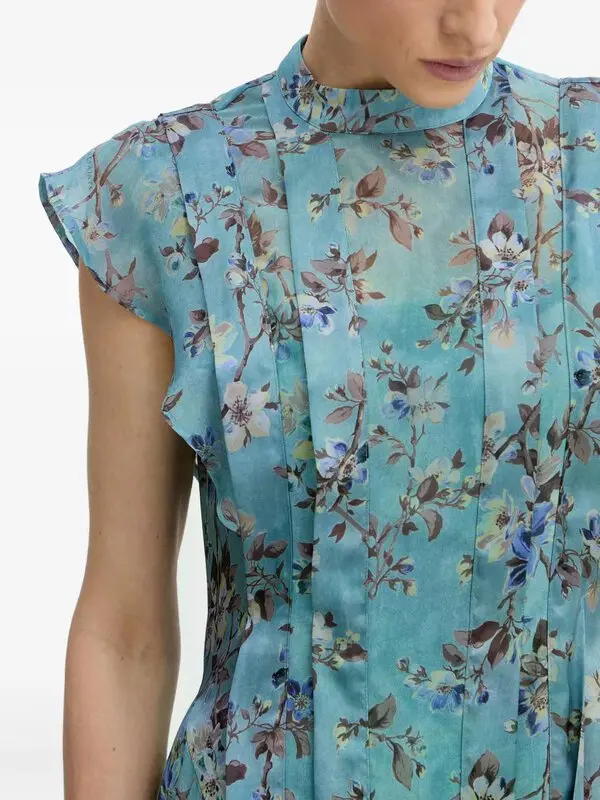ALLSAINTS Floral-print Asymmetric Dress - Blue