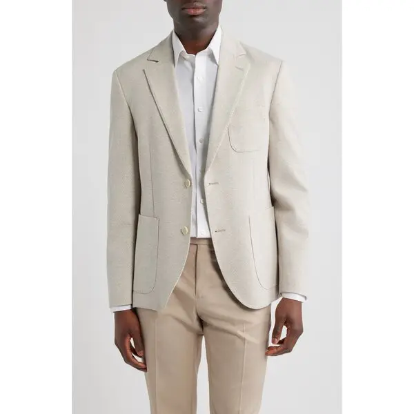 Nordstrom Henrik Trim Fit Brushed Piqué Sport Coat - Tan Pinguino Jacquard