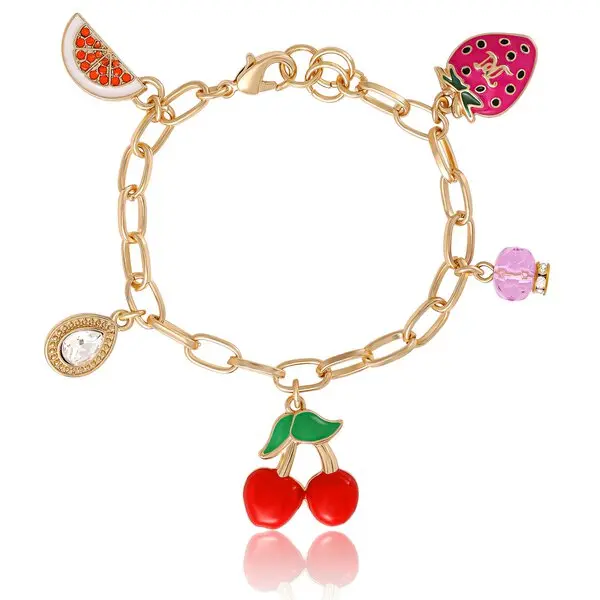 Juicy Couture Cherry & Fruit Charm Bracelet - Goldtone