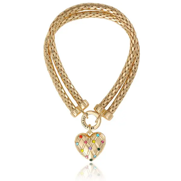 Juicy Couture Double Chain Heart Padlock Bracelet - Goldtone