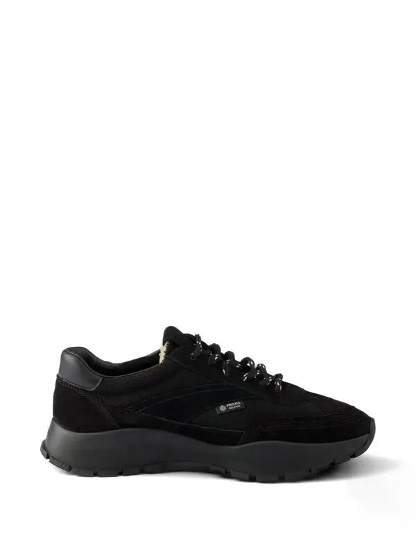 Prada Mesh And Suede Lace-up Sneakers - Black
