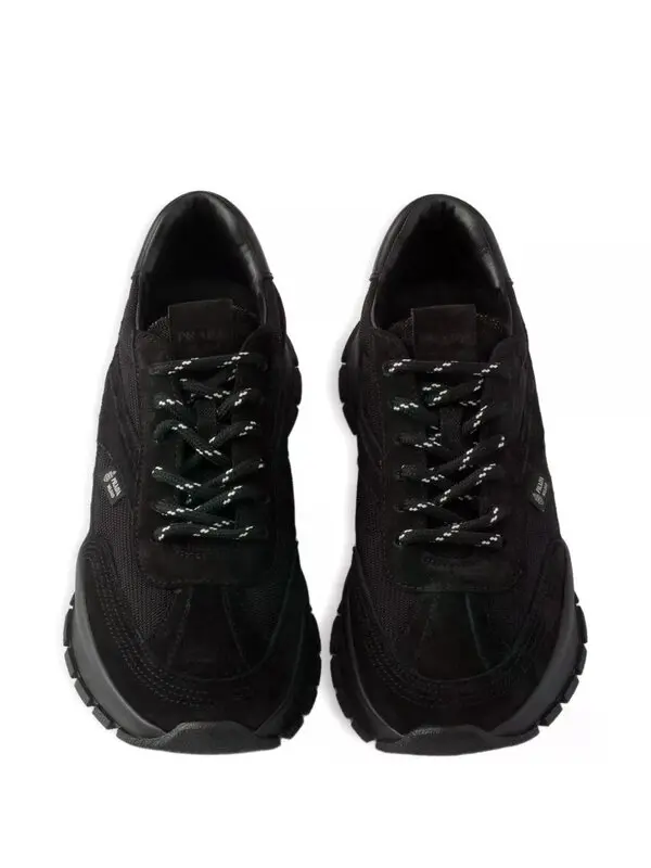 Prada Mesh And Suede Lace-up Sneakers - Black