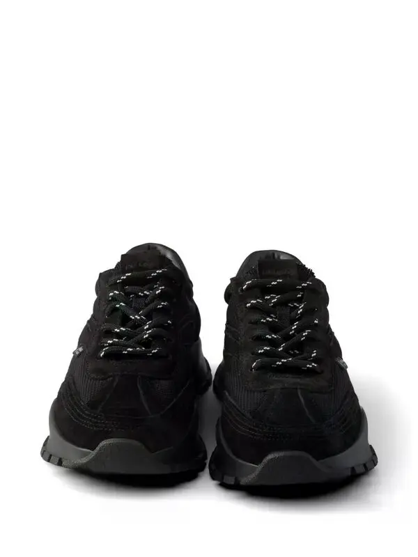 Prada Mesh And Suede Lace-up Sneakers - Black