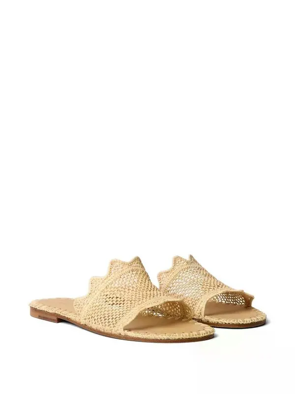 ODISSI Lucia Scalloped Raffia Sandals