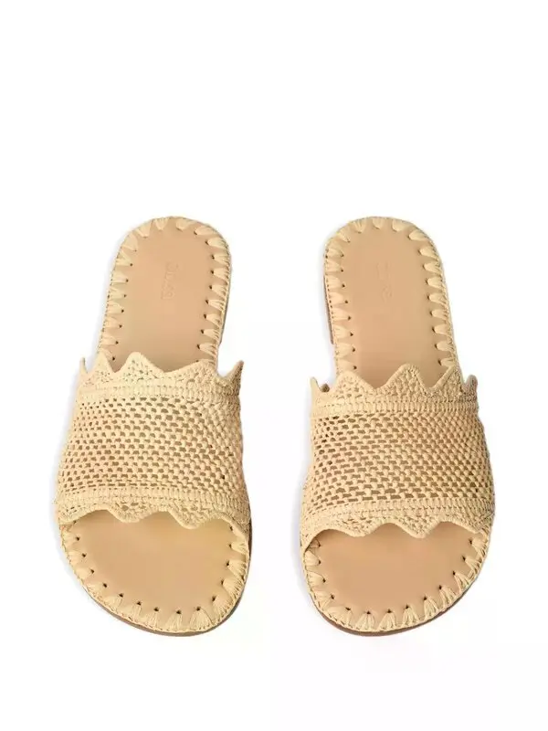 ODISSI Lucia Scalloped Raffia Sandals