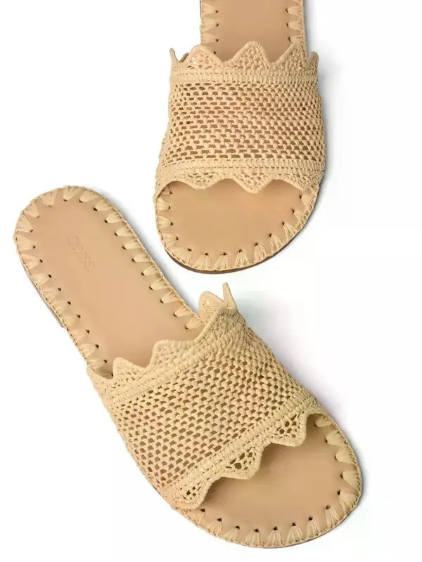 ODISSI Lucia Scalloped Raffia Sandals