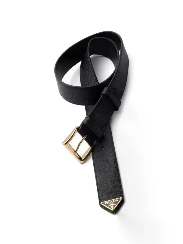 Prada Saffiano Leather Belt With Metal Triangle Logo