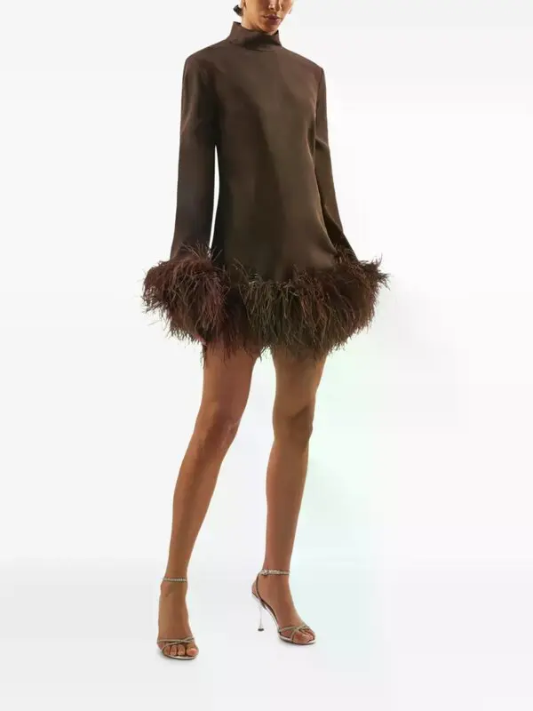 TALLER MARMO Gina Feather-trim Dress - Brown