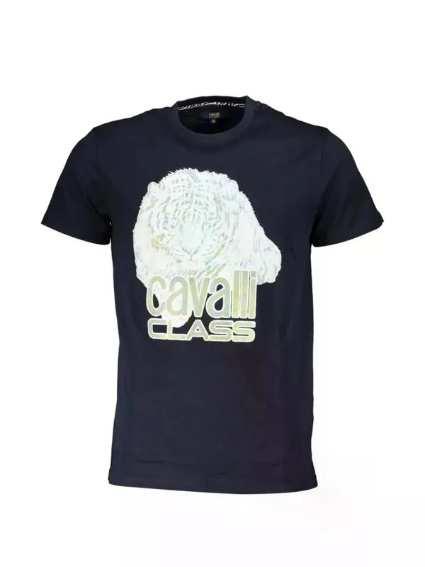 Roberto Cavalli Tiger-print Logo-print T-shirt - Blue