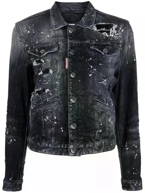 Dsquared2 Distressed Denim Jacket - Black