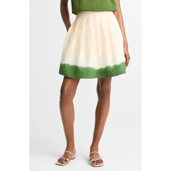 Vince Dip Dye Pleated Skirt - Porcelain/herba