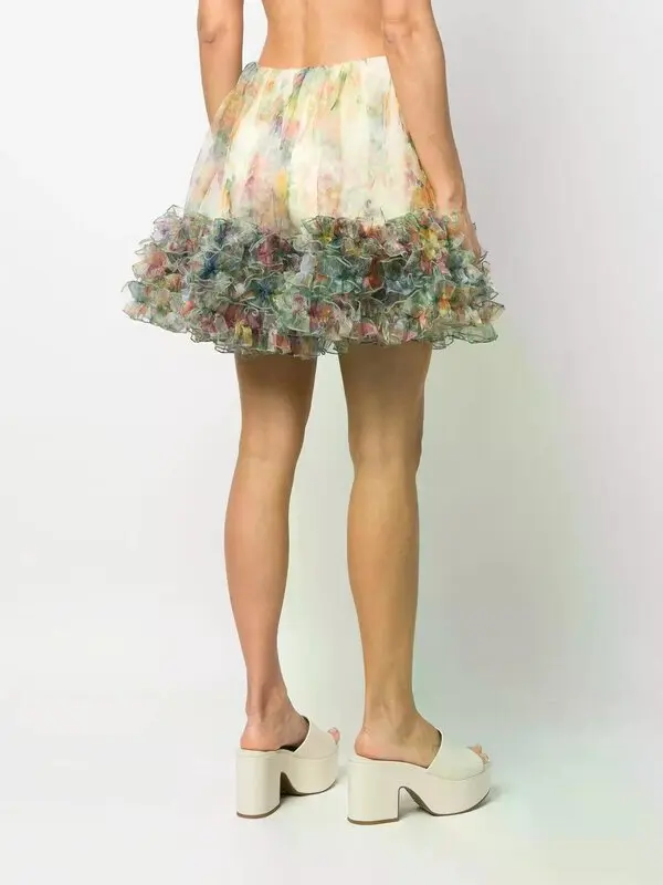 Viktor & Rolf Floral Print Ruffled Mini Skirt