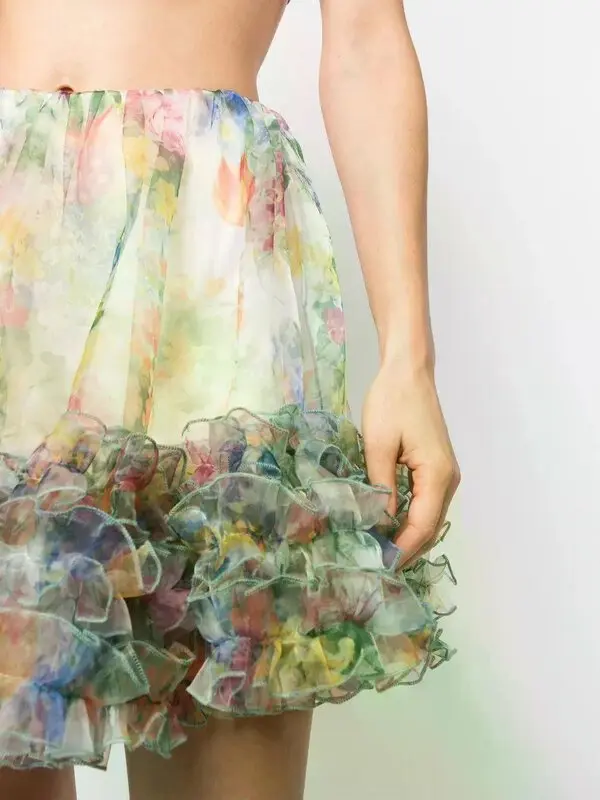 Viktor & Rolf Floral Print Ruffled Mini Skirt