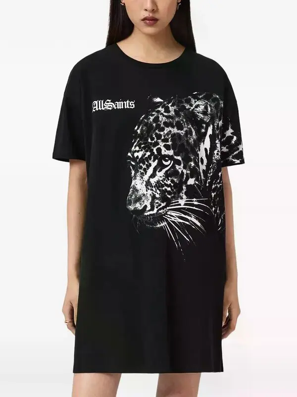 ALLSAINTS Leopard Print Graphic T-shirt Dress