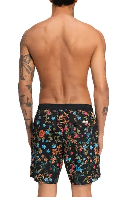 Agua Bendita Printed Swim Trunks - Brown Multi