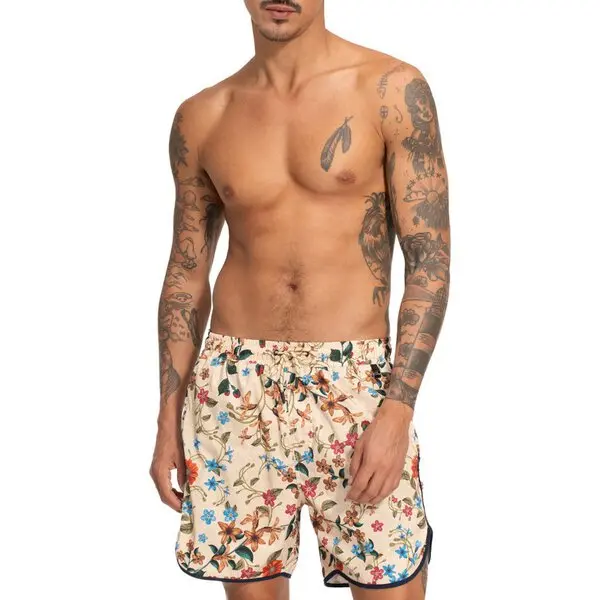 Agua Bendita Liam Swim Trunks - Beige Multi