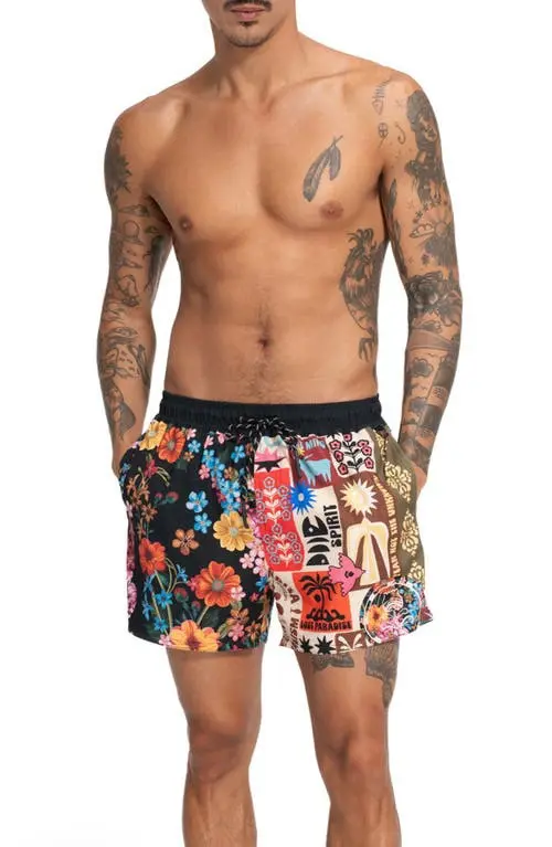 Agua Bendita Cassius Swim Trunks - Black Multi