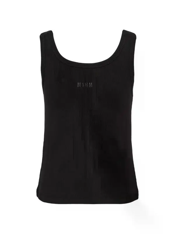 MSGM Button-detail Ribbed Tank Top - Black