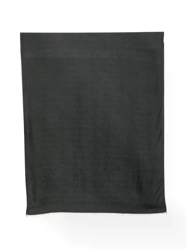 Pinko Logo Frayed Scarf - Black
