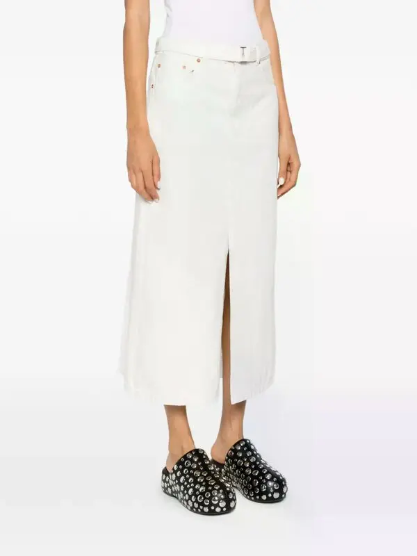 Sacai Belted Front-slit Midi Skirt
