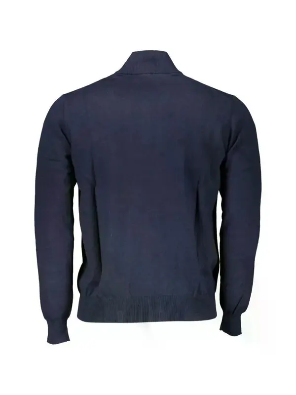 HARMONT & BLAINE Embroidered Half-zip Cotton Sweater - Blue
