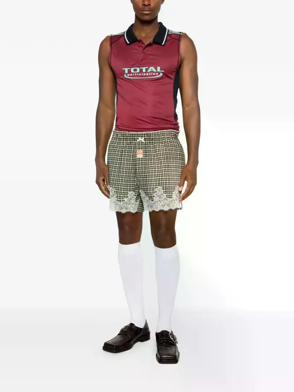 Martine Rose Check Lace-trim Shorts
