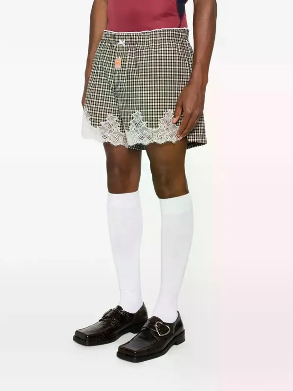 Martine Rose Check Lace-trim Shorts