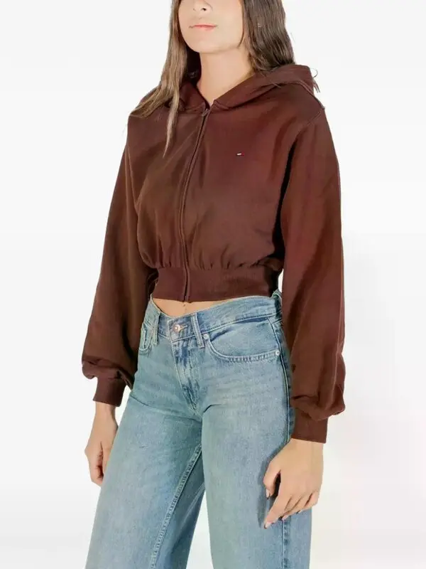 Tommy Hilfiger Cropped Zip-up Hoodie - Brown