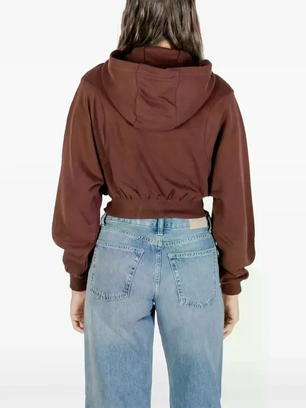 Tommy Hilfiger Cropped Zip-up Hoodie - Brown