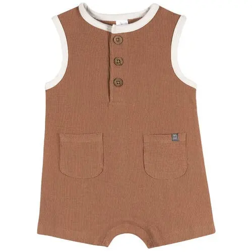 MODERN MOMENTS™ BY GERBER Henley Romper - Mocha Mousse