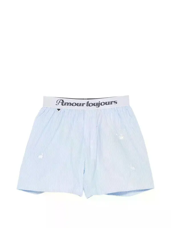 CARNE BOLLENTE Follow The Rabbit Stripe-pattern Embroidered Boxers - Blue