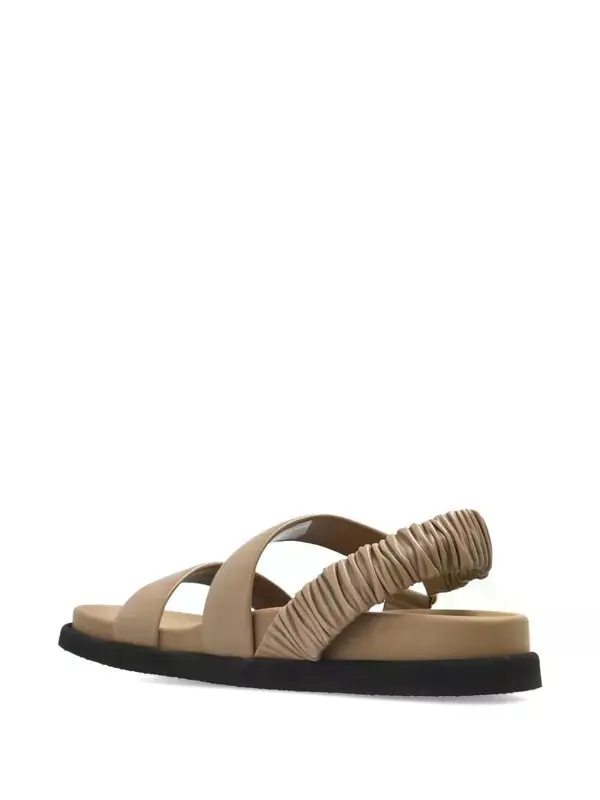 Max Mara Leather Slingback Sandals - Neutrals