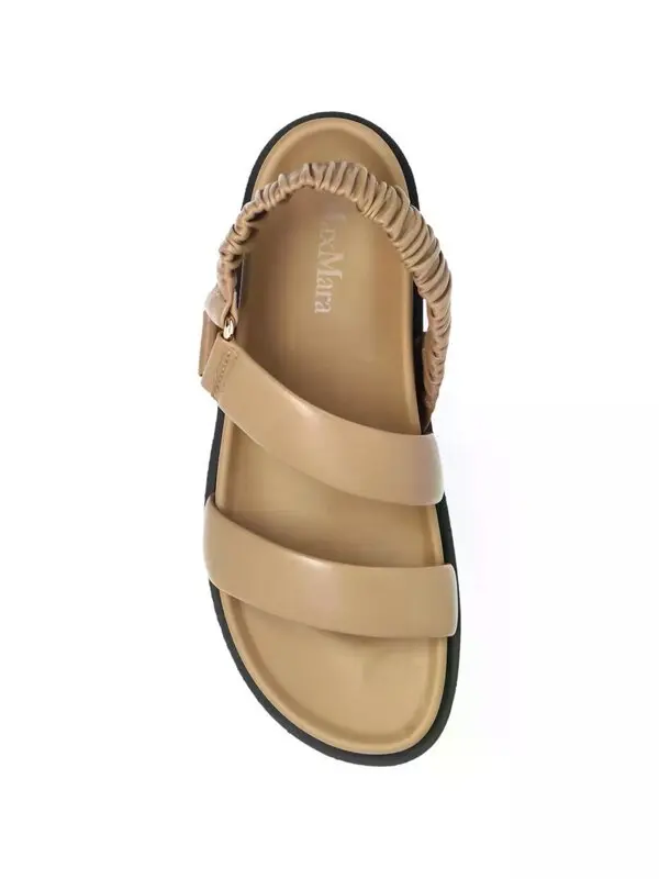 Max Mara Leather Slingback Sandals - Neutrals