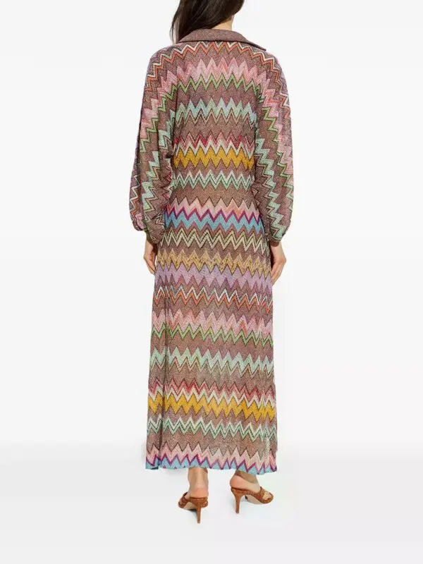 Missoni Zigzag Print V-neck Long Sleeve Dress