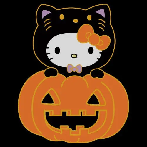 HELLO KITTY Halloween Pumpkin And Kitty T Shirt