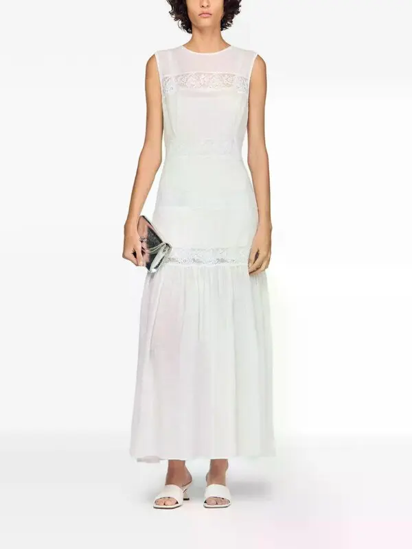 Sandro Lace-band Tiered Maxi Dress - White