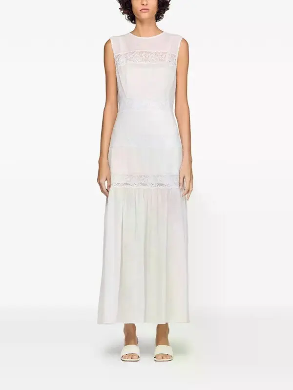 Sandro Lace-band Tiered Maxi Dress - White