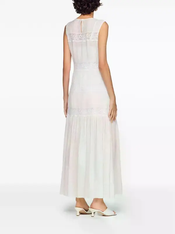 Sandro Lace-band Tiered Maxi Dress - White