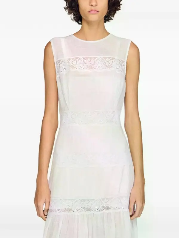 Sandro Lace-band Tiered Maxi Dress - White