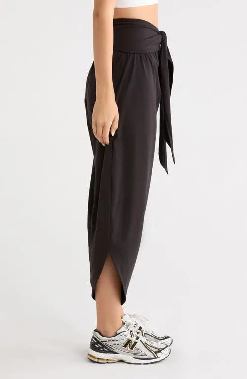 Free People High Rise Yoga Pants With Tie Waist - Black